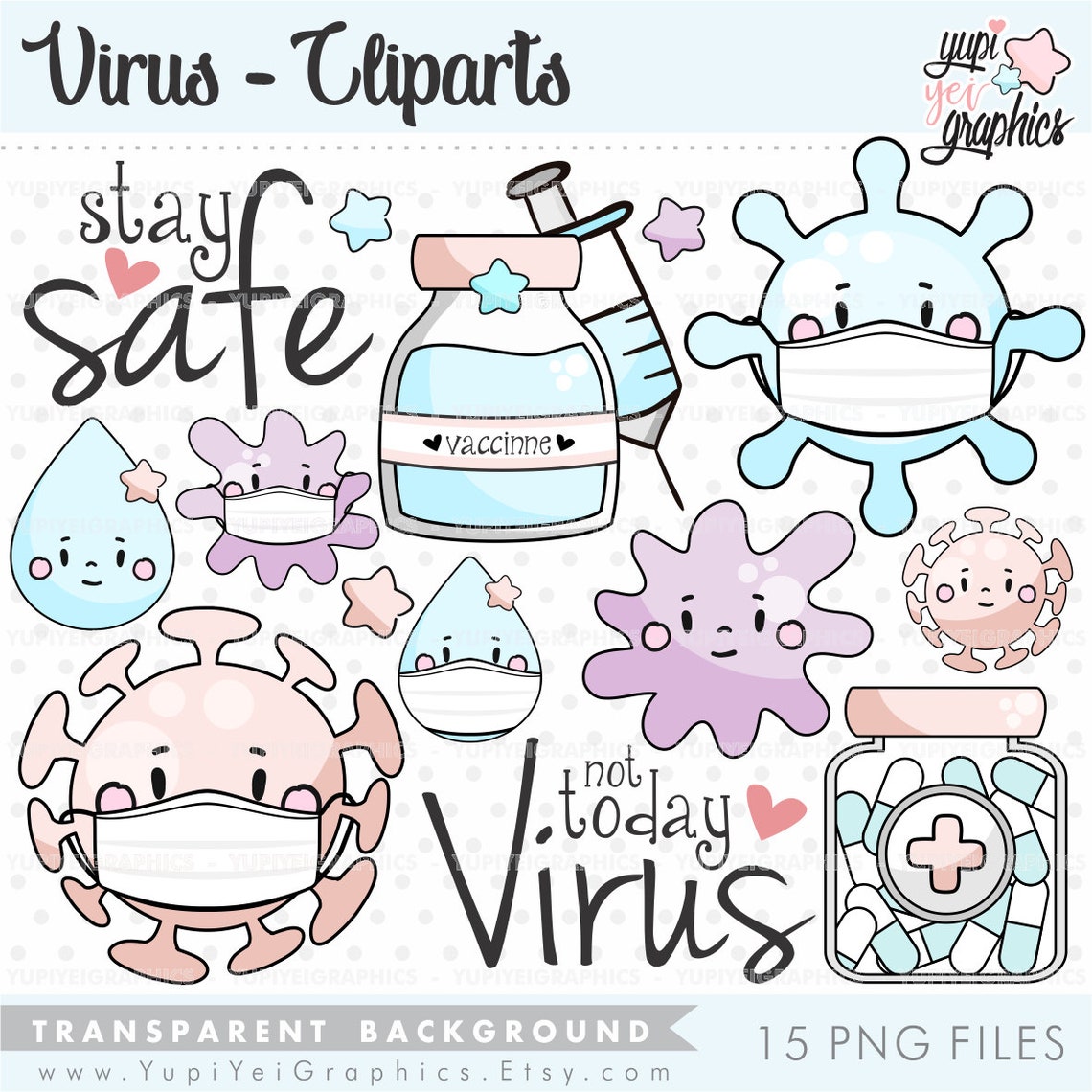 Virus Clipart Medical Clipart COMMERCIAL USE Health - Etsy