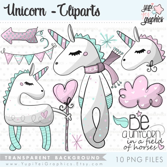 Unicorn Clipart Unicorn Graphics COMMERCIAL USE Magic Wand | Etsy