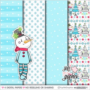 Snowman Digital Papers, Christmas Digital Papers, COMMERCIAL USE ...