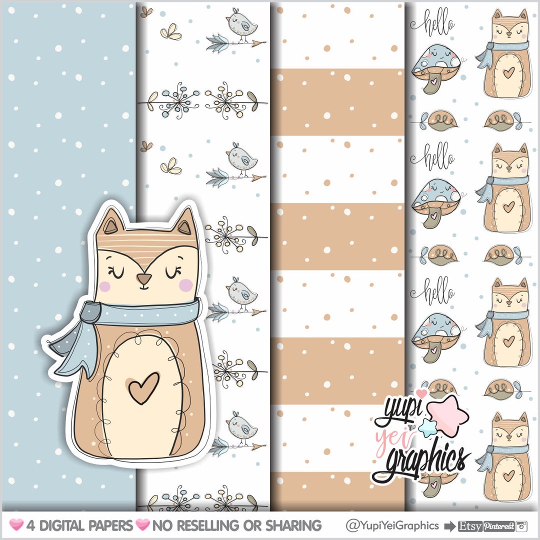 Cat Digital Papers, Cat Patterns, COMMERCIAL USE, Animal Digital Papers ...