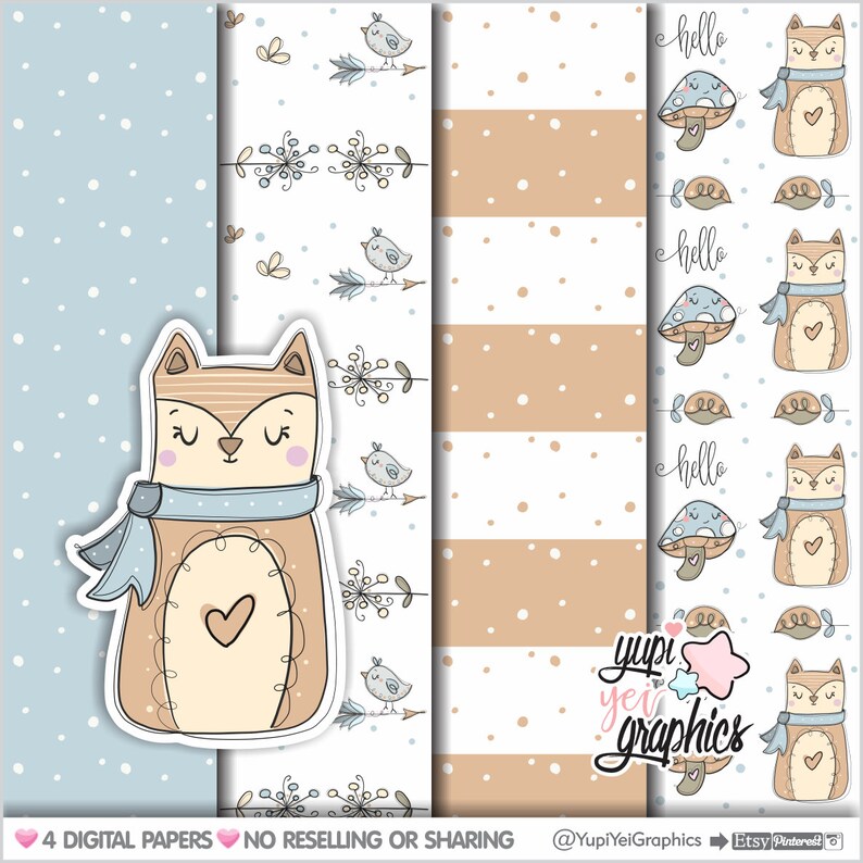 Cat Digital Papers Cat Patterns COMMERCIAL USE Animal - Etsy