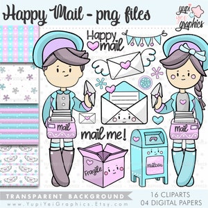Happy Mail Clip Art, Happy Mail Clipart, COMMERCIAL USE, Happy Mail ...