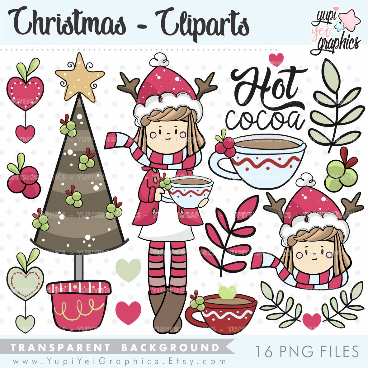 Christmas Clipart Christmas Graphics COMMERCIAL USE | Etsy