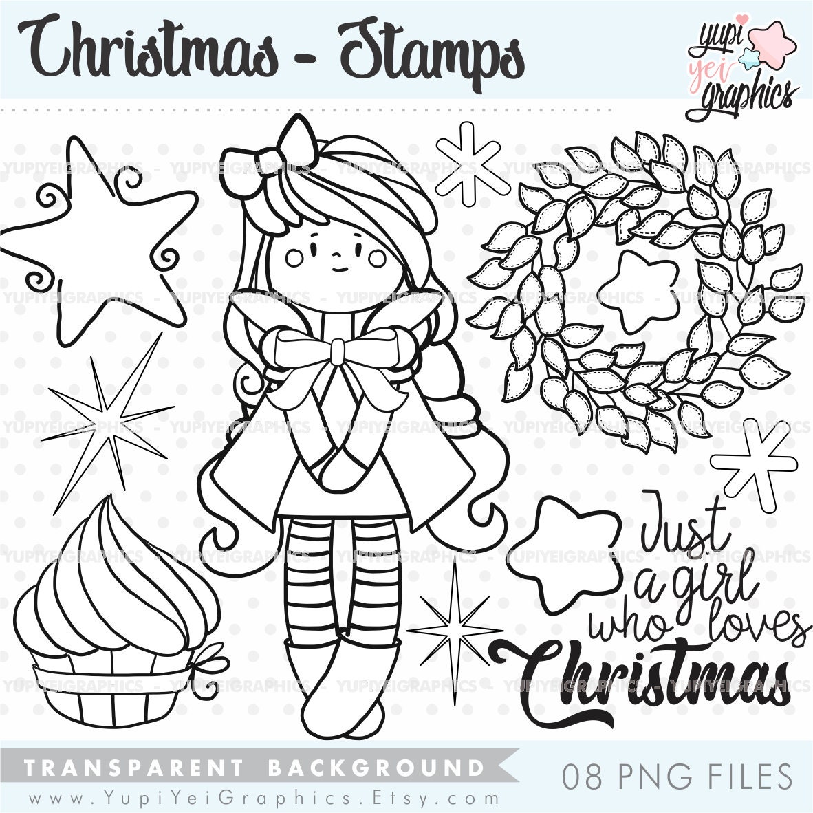 Christmas Stamps Christmas Coloring Pages COMMERCIAL USE | Etsy