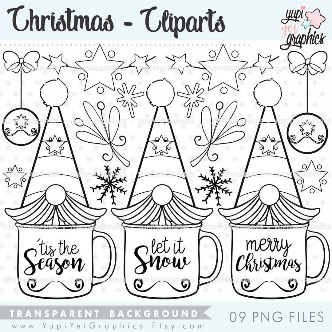 Christmas Digital Stamps, Christmas Gnomes Stamps, COMMERCIAL USE ...