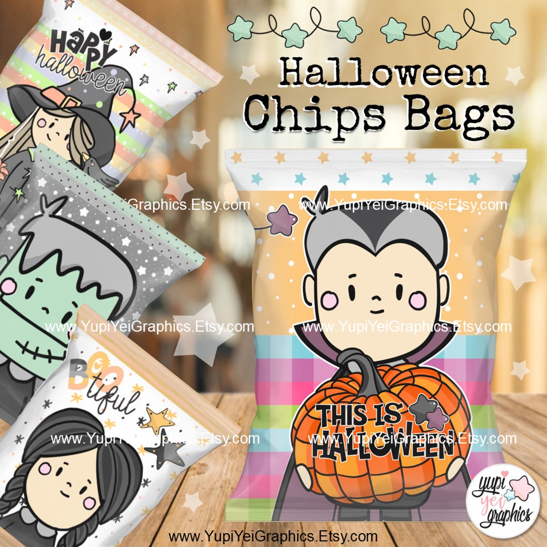 Halloween Chips Bags, Printable Chips Bags, Chips Bags PNG, Printable ...