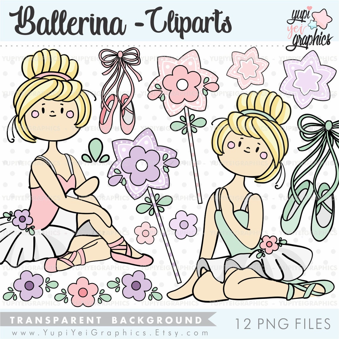 Ballerina Clipart Ballerina Graphics COMMERCIAL USE Ballet - Etsy