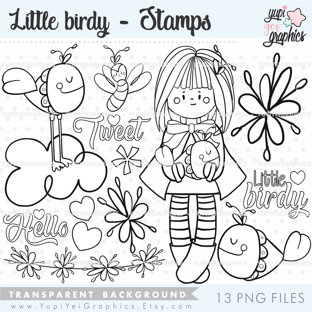 Spring Stamps Spring Digital Stamps Bird Stamps COMMERCIAL - Etsy