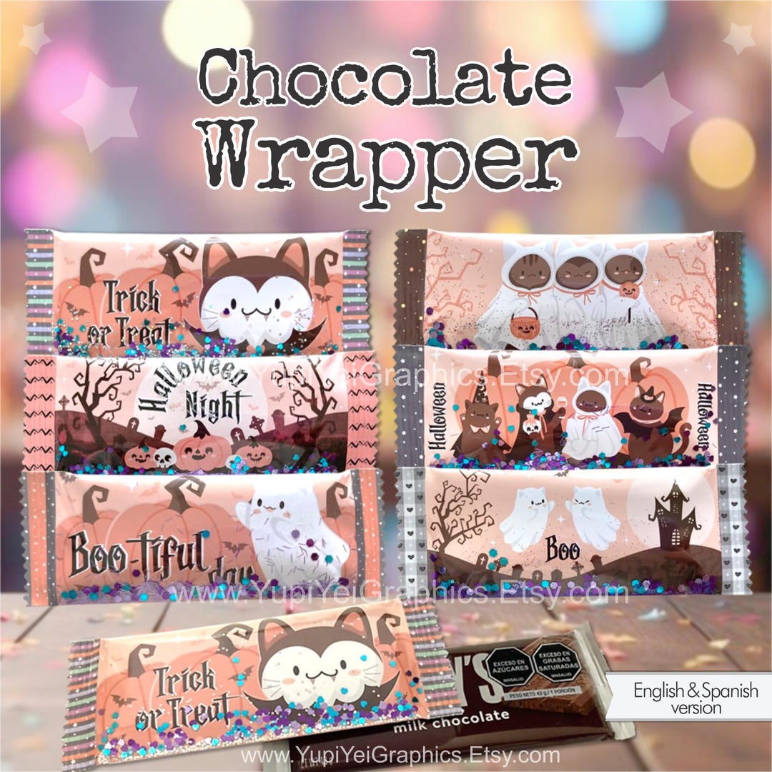 Halloween Candy Bar Wrapper, Chocolate Bar Wrapper, Halloween Chocolate ...