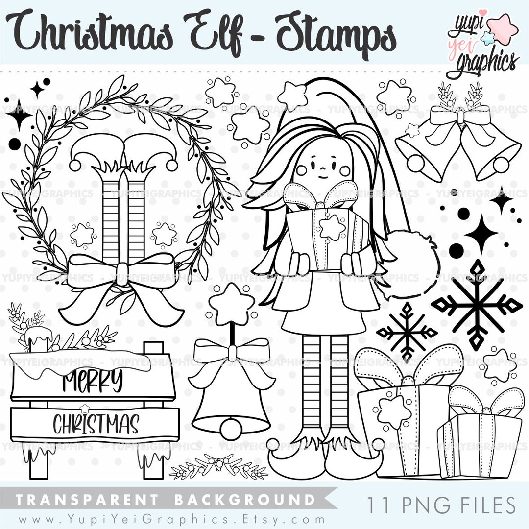 Christmas Stamps, Christmas Elf Stamps, COMMERCIAL USE, Christmas Girl ...