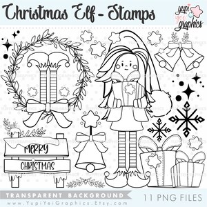 Christmas Stamps, Christmas Elf Stamps, COMMERCIAL USE, Christmas Girl ...