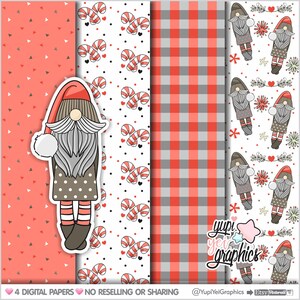 Christmas Digital Paper, Gnome Digital Paper, COMMERCIAL USE, Gnome ...