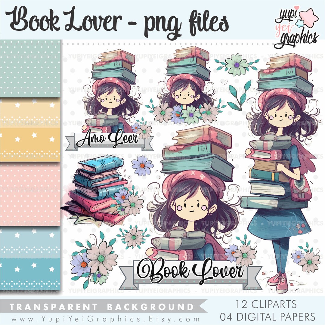 School Clipart, Student Clipart, Book Lover Clipart, Student Girl ...