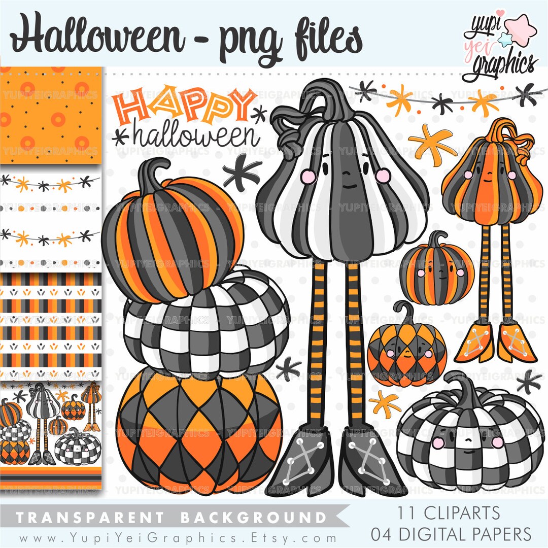 Halloween Clipart, Halloween Graphics, Pumpkin Clipart, COMMERCIAL USE ...