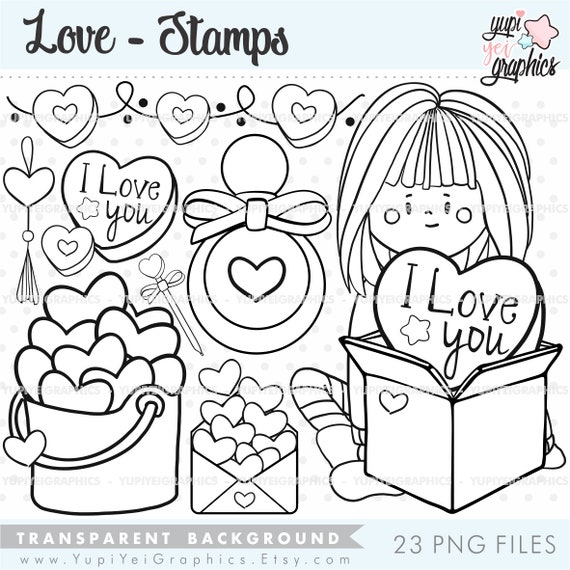Love Digital Stamps Love Stamps Valentine's Day Stamps | Etsy