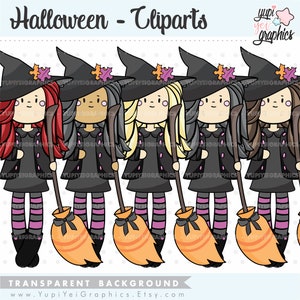 Witch Clip Art, Halloween Clipart, Halloween Graphics, COMMERCIAL USE ...