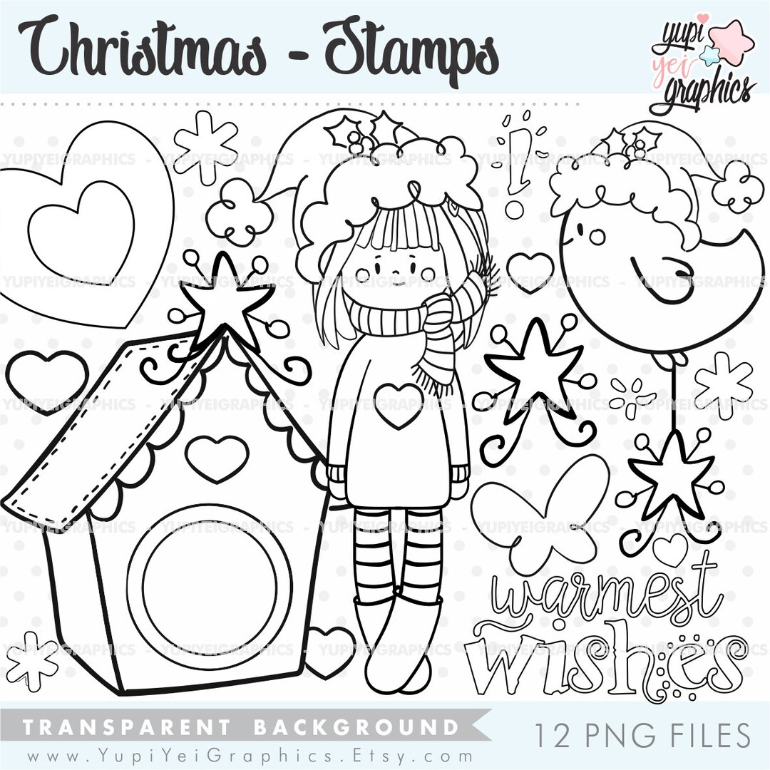 Christmas Digital Stamps, Christmas Stamps, COMMERCIAL USE, Christmas ...