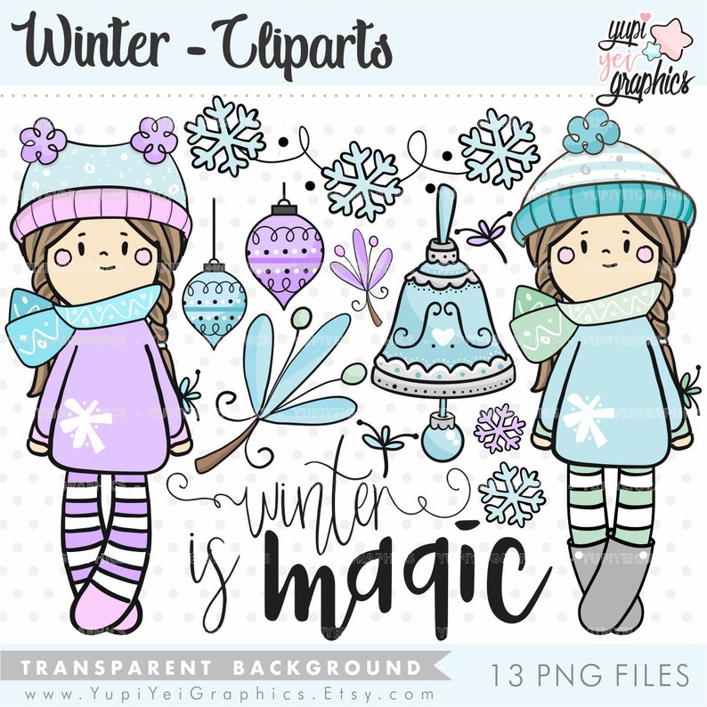 Winter Clipart Winter Graphics COMMERCIAL USE Winter Girl | Etsy