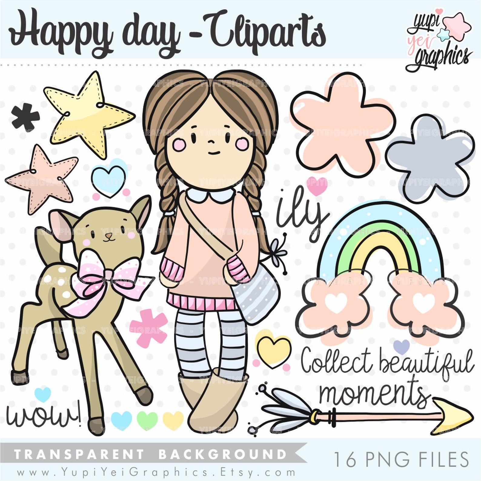Girl Clipart Girl Graphics Rainbow Clipart COMMERCIAL USE - Etsy