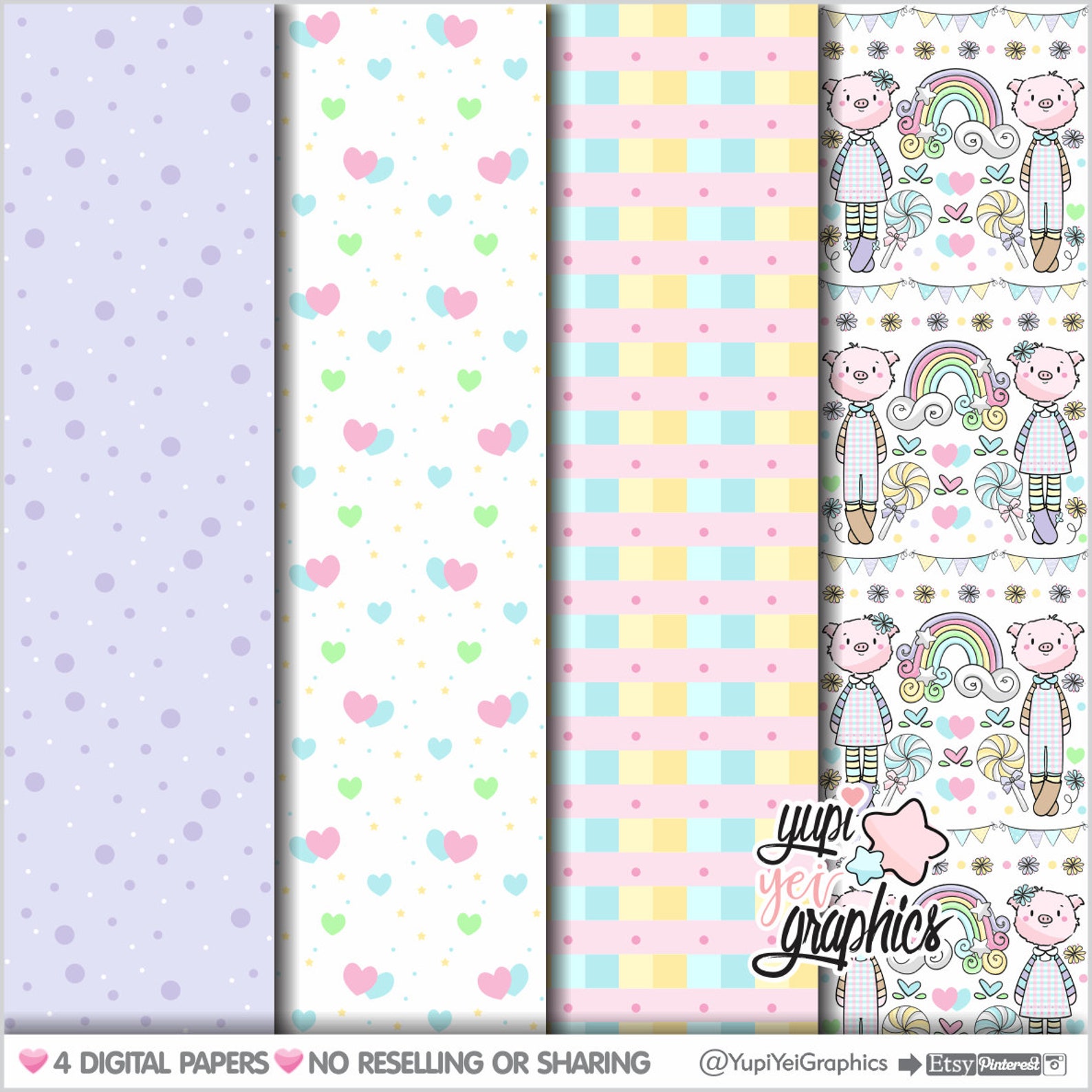 Pig Clipart Spring Clipart COMMERCIAL USE Pig Digital - Etsy