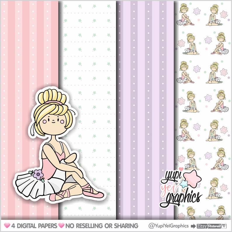 Ballerina Digital Papers Ballerina Patterns COMMERCIAL USE | Etsy