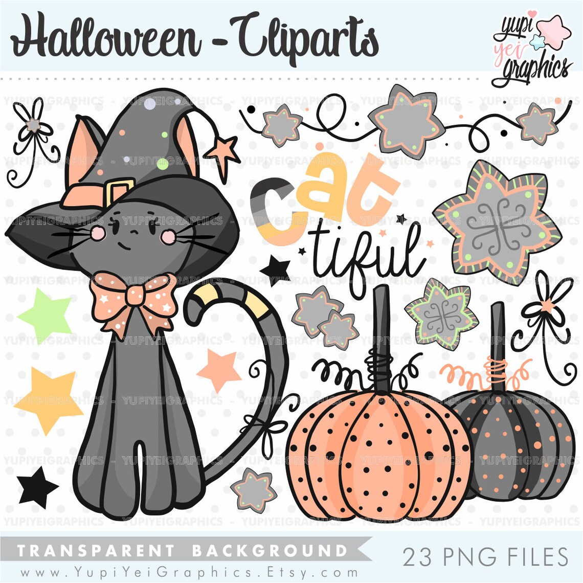 Halloween Clip Art Black Cat Clipart COMMERCIAL USE - Etsy