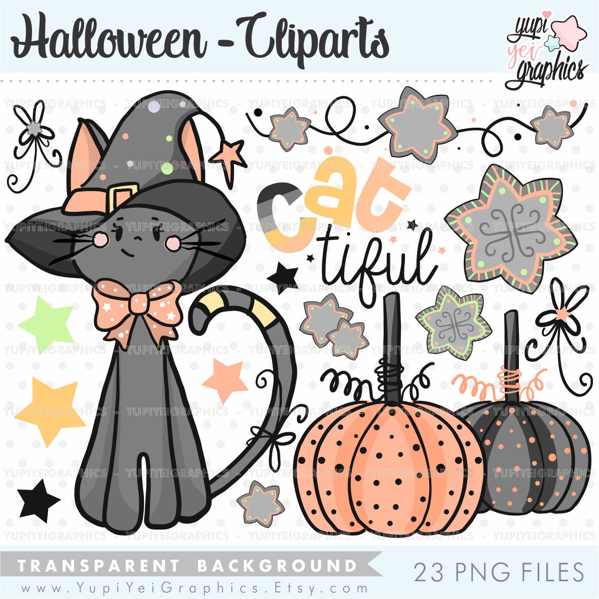 Halloween Clip Art Black Cat Clipart COMMERCIAL USE - Etsy