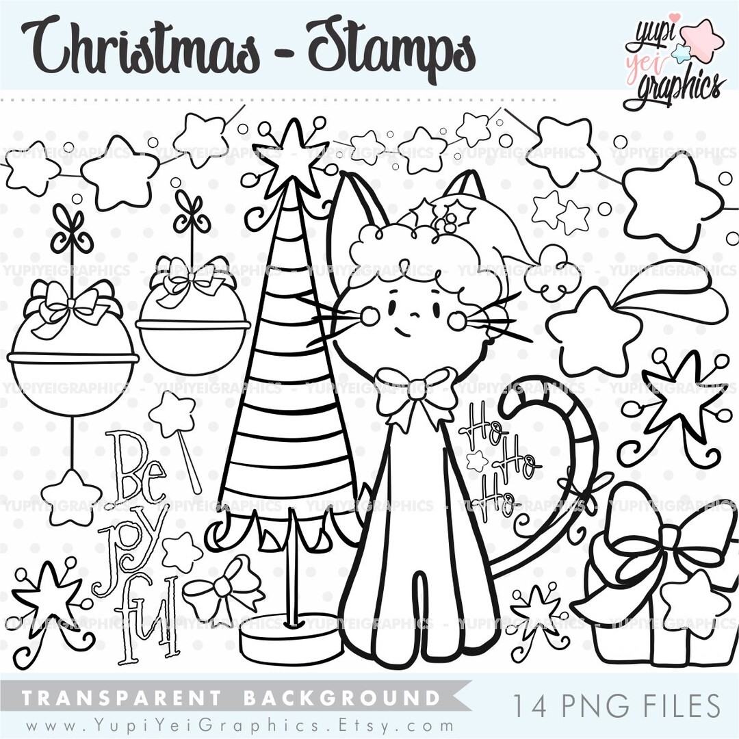 Christmas Stamps, Christmas Digital Stamps, COMMERCIAL USE, Coloring ...