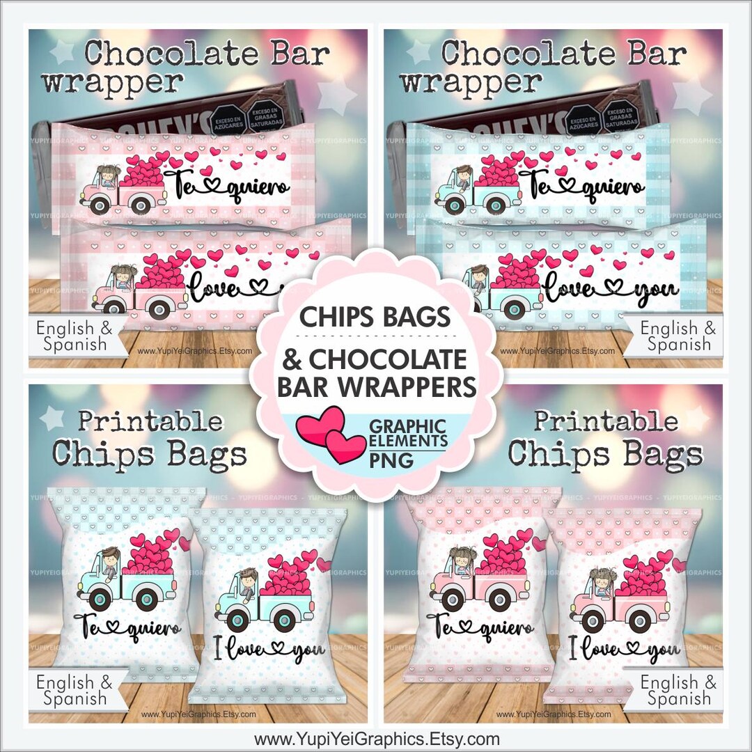 Chocolate Bar Wrappers, Chips Bags, Love, Party Favors, Favor Bags ...