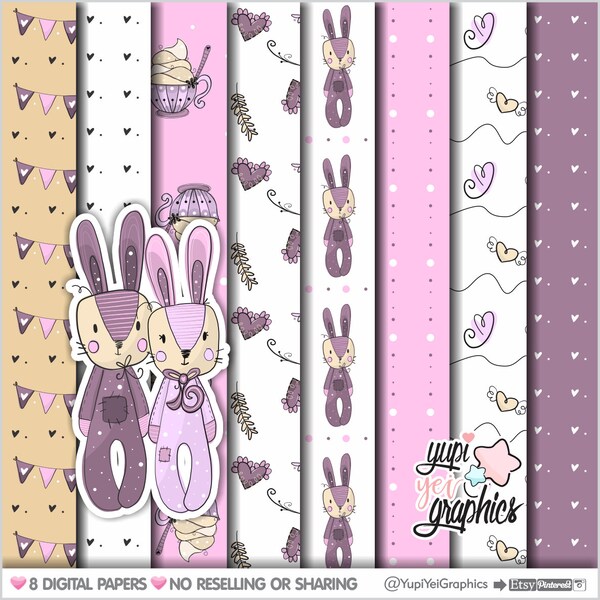 Bunny Digital Papers - Etsy