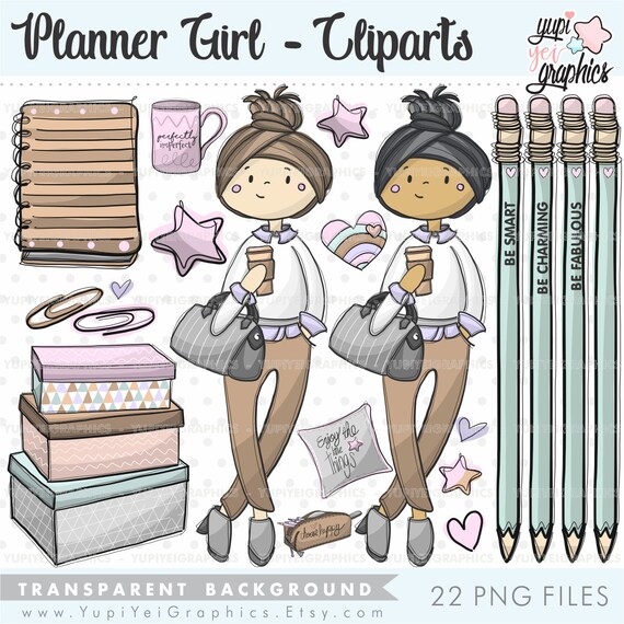 Fashion Girl Clipart Planner Girl Clipart COMMERCIAL USE | Etsy