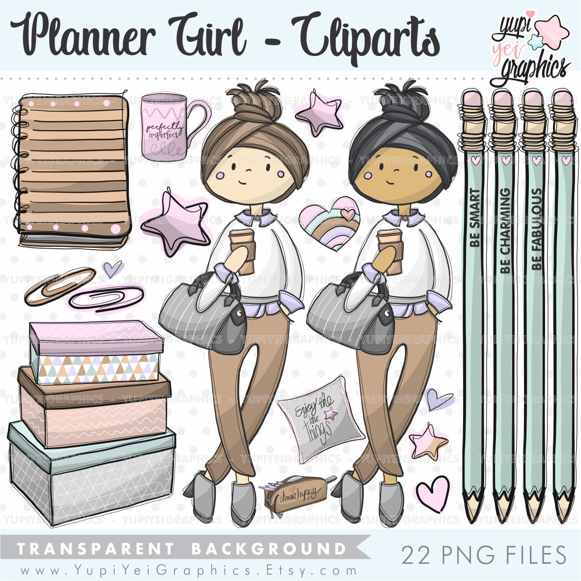 Fashion Girl Clipart Planner Girl Clipart COMMERCIAL USE - Etsy