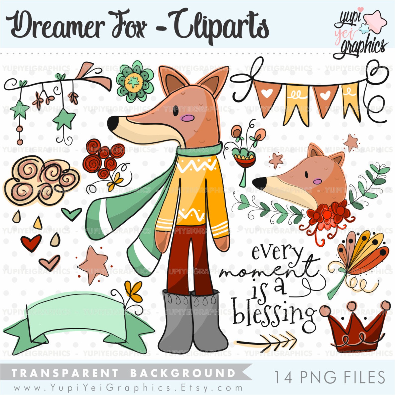 Fox Clipart Fox Graphics COMMERCIAL USE Woodland Clip Art - Etsy
