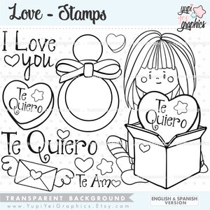 Love Digital Stamps, Love Stamps, Valentine's Day Stamps, COMMERCIAL ...
