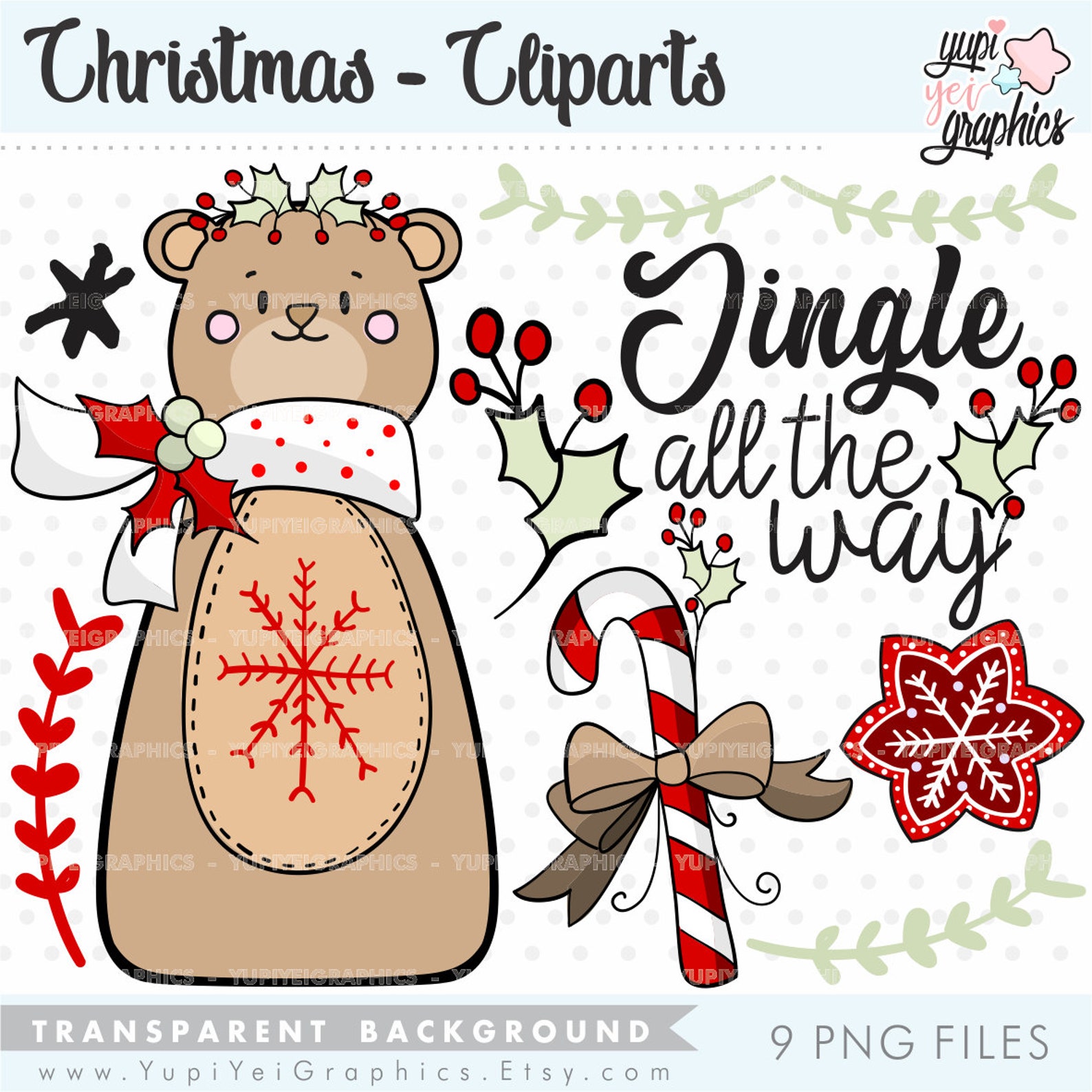 Christmas Clipart Christmas Illustrations COMMERCIAL USE - Etsy