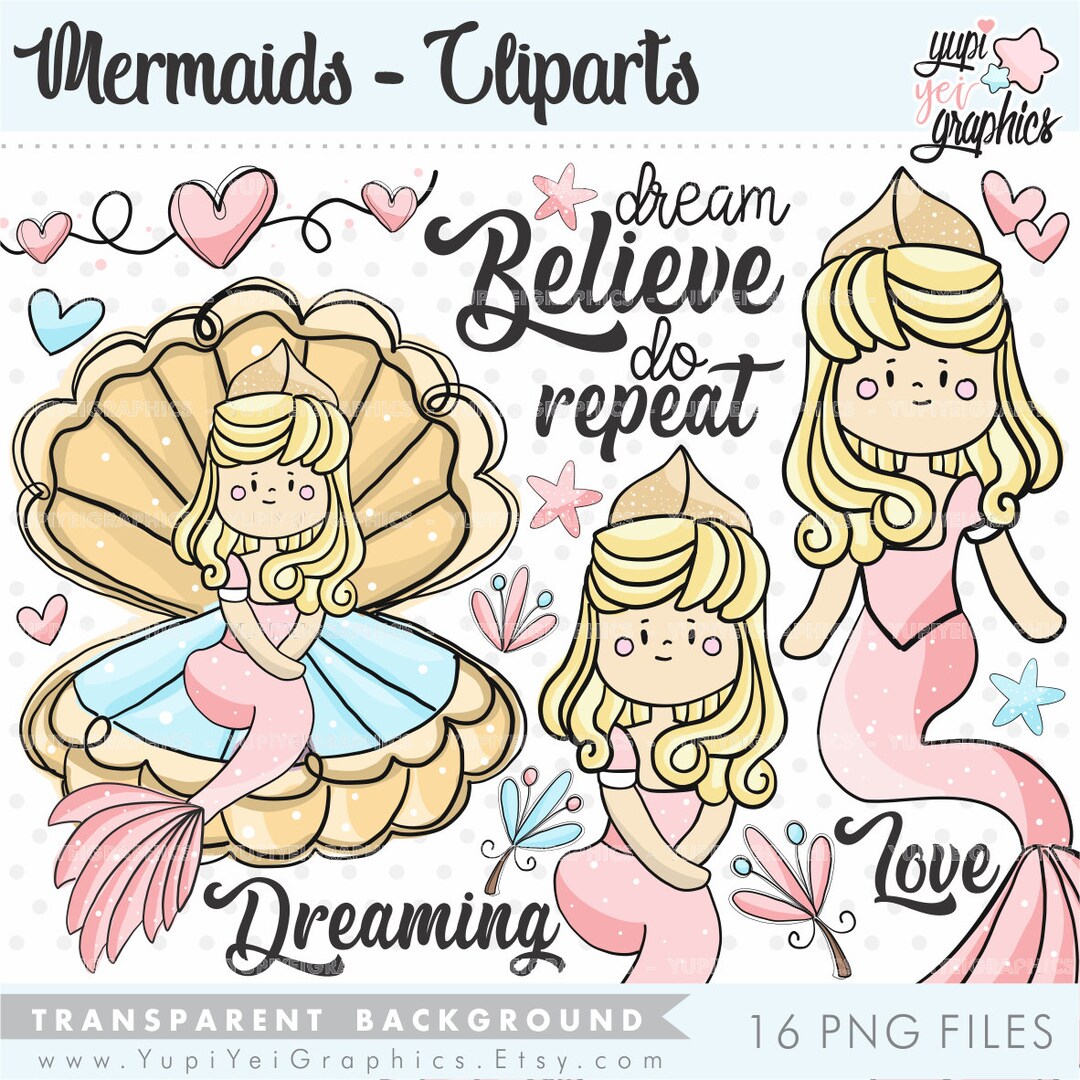 Princess Clipart, Mermaid Clipart, Princess Mermaid Clipart, COMMERCIAL ...
