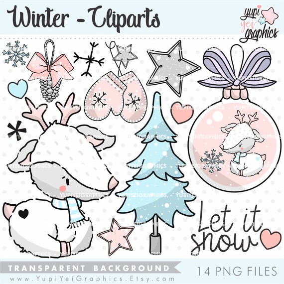 Winter Clipart Winter Graphics COMMERCIAL USE Christmas | Etsy
