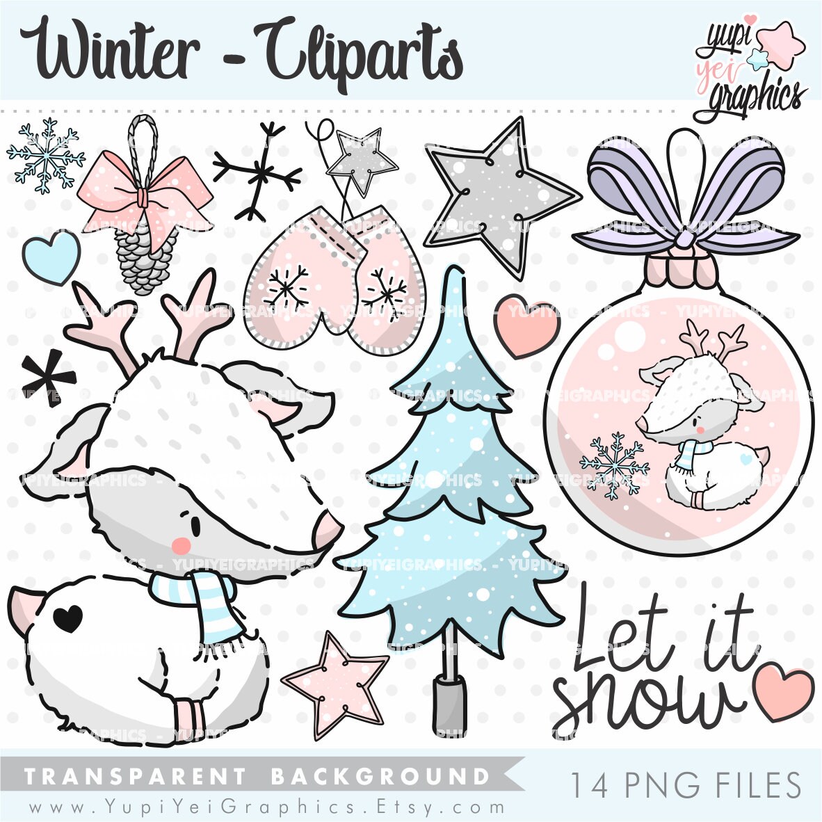 Winter Clipart Winter Graphics COMMERCIAL USE Christmas | Etsy