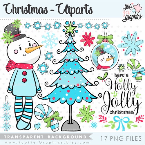 Christmas Clipart Christmas Graphics COMMERCIAL USE Snowman - Etsy