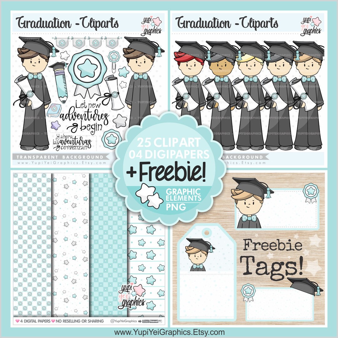 Graduation Clipart, Graduation Graphics, COMMERCIAL USE, School Clipart ...