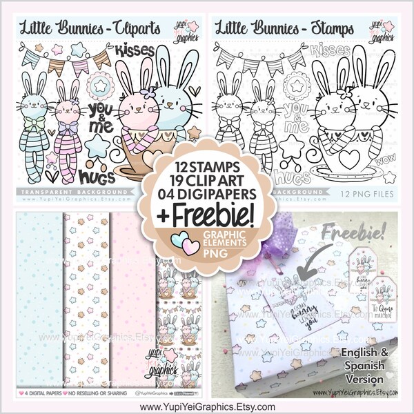 Bunny Digital Papers - Etsy