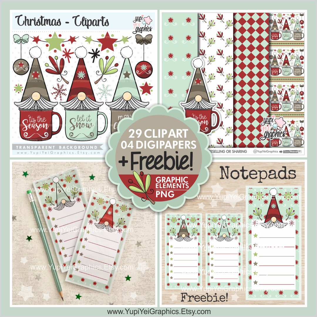 Christmas Clipart, Christmas Gnomes Clipart, COMMERCIAL USE, Gnome ...