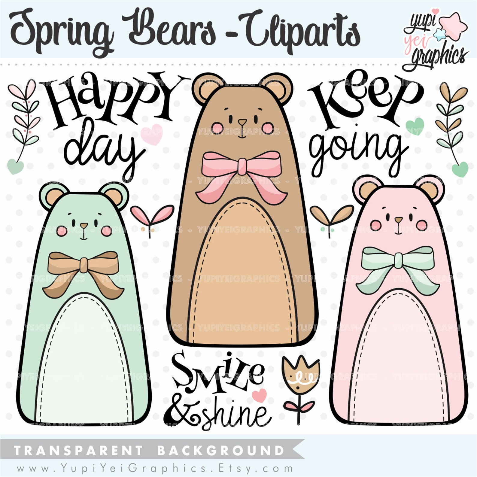 Bear Clip Art Bear Graphics COMMERCIAL USE Spring Clipart - Etsy