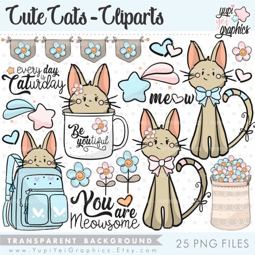 Cat Clipart Cat Graphics COMMERCIAL USE Kitten Clipart Cat | Etsy