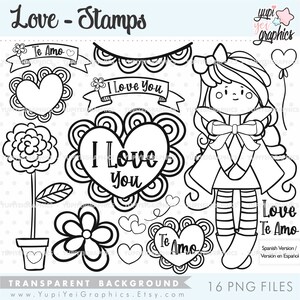 Valentine's Day Stamps Love Stamps Love Digital Stamps - Etsy