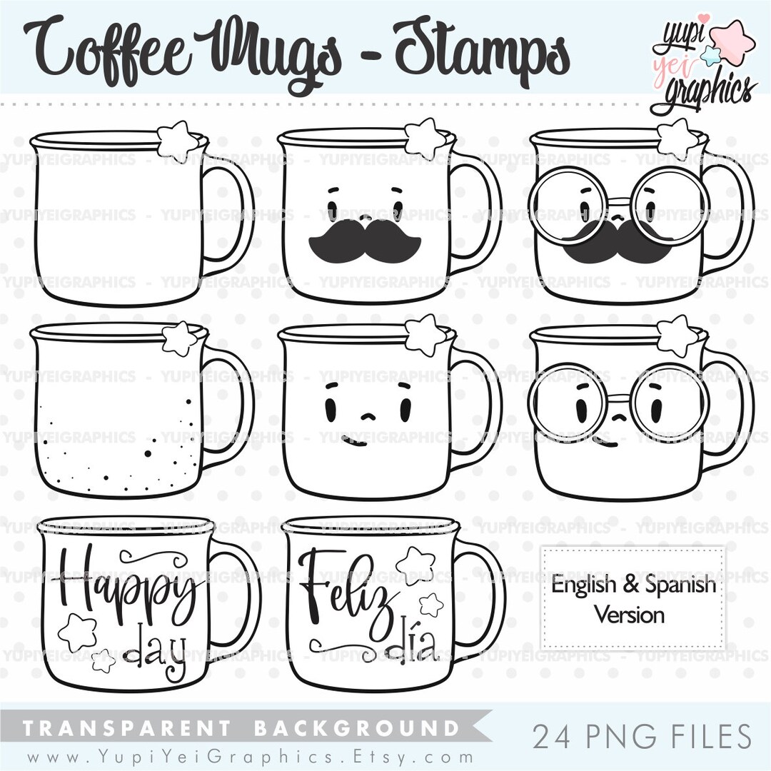 Mug Stamps, Coffee Stamps, COMMERCIAL USE, Coffee Cup Stamps, Coffee ...