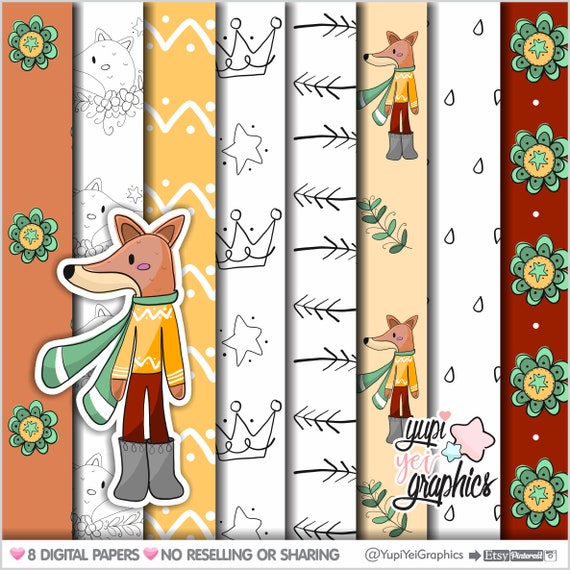 Fox Digital Papers Fox Patterns COMMERCIAL USE Animal | Etsy