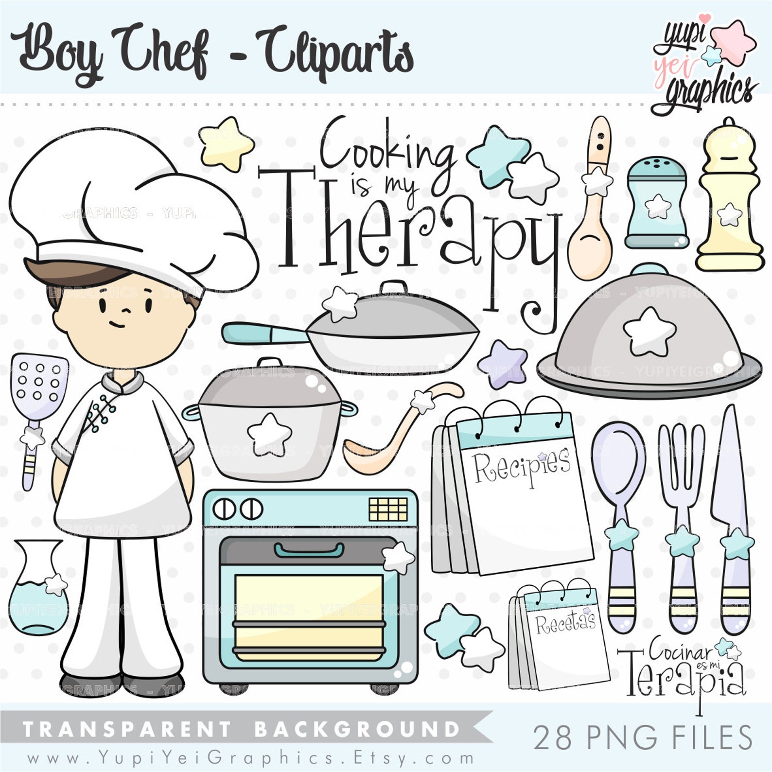 Chef Clipart Chef Boy Clipart COMMERCIAL USE Kitchen - Etsy UK