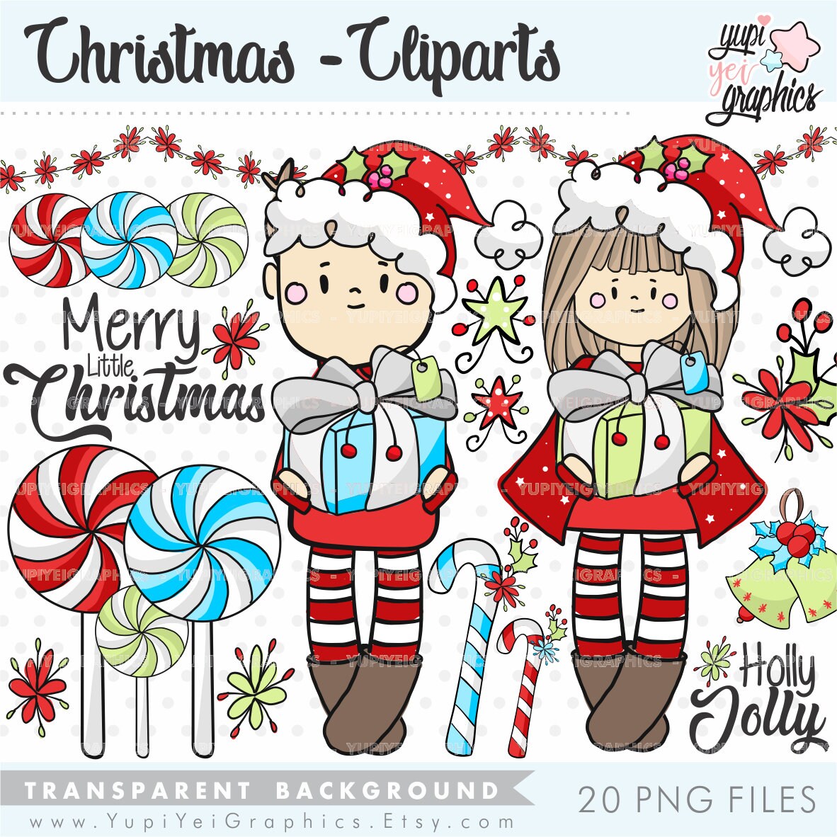 Christmas Clipart Christmas Graphics COMMERCIAL USE Clip | Etsy