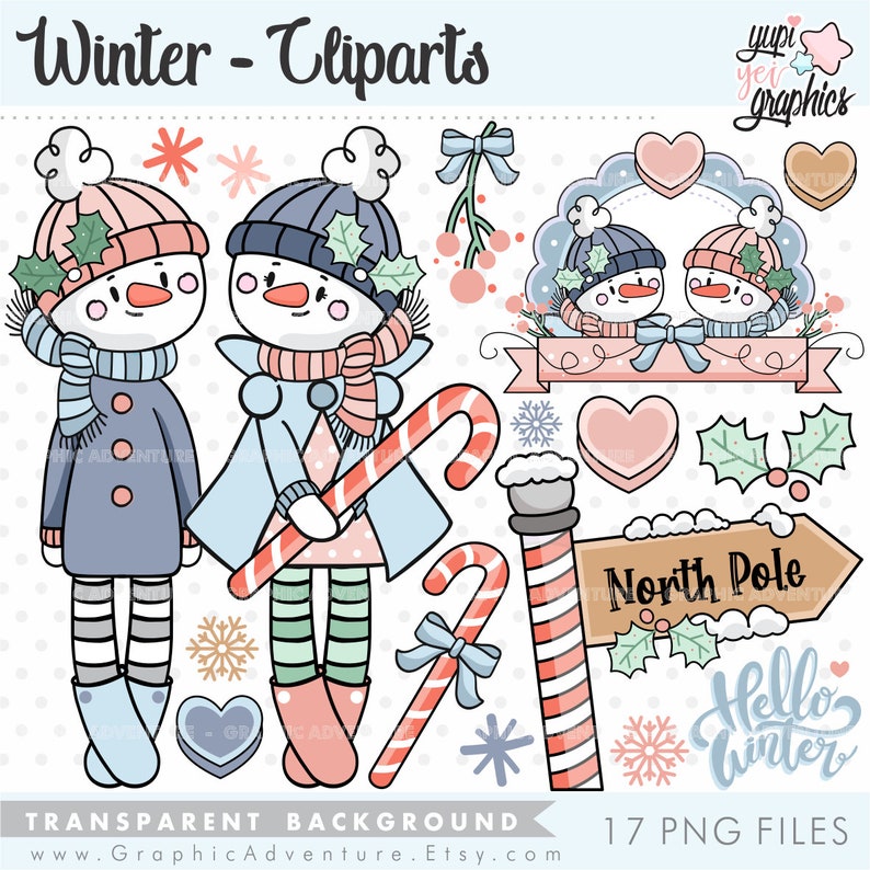 Snowman Clipart Winter Clipart COMMERCIAL USE Christmas - Etsy